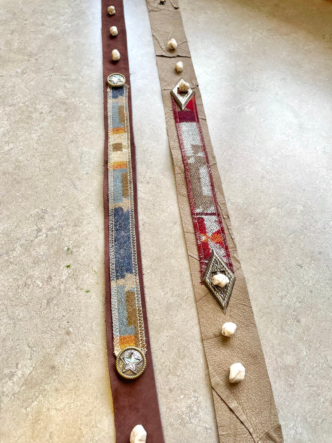 Custom Cowboy Hat Band- Leather With Pen Wool- Concho and Turquoise or ...