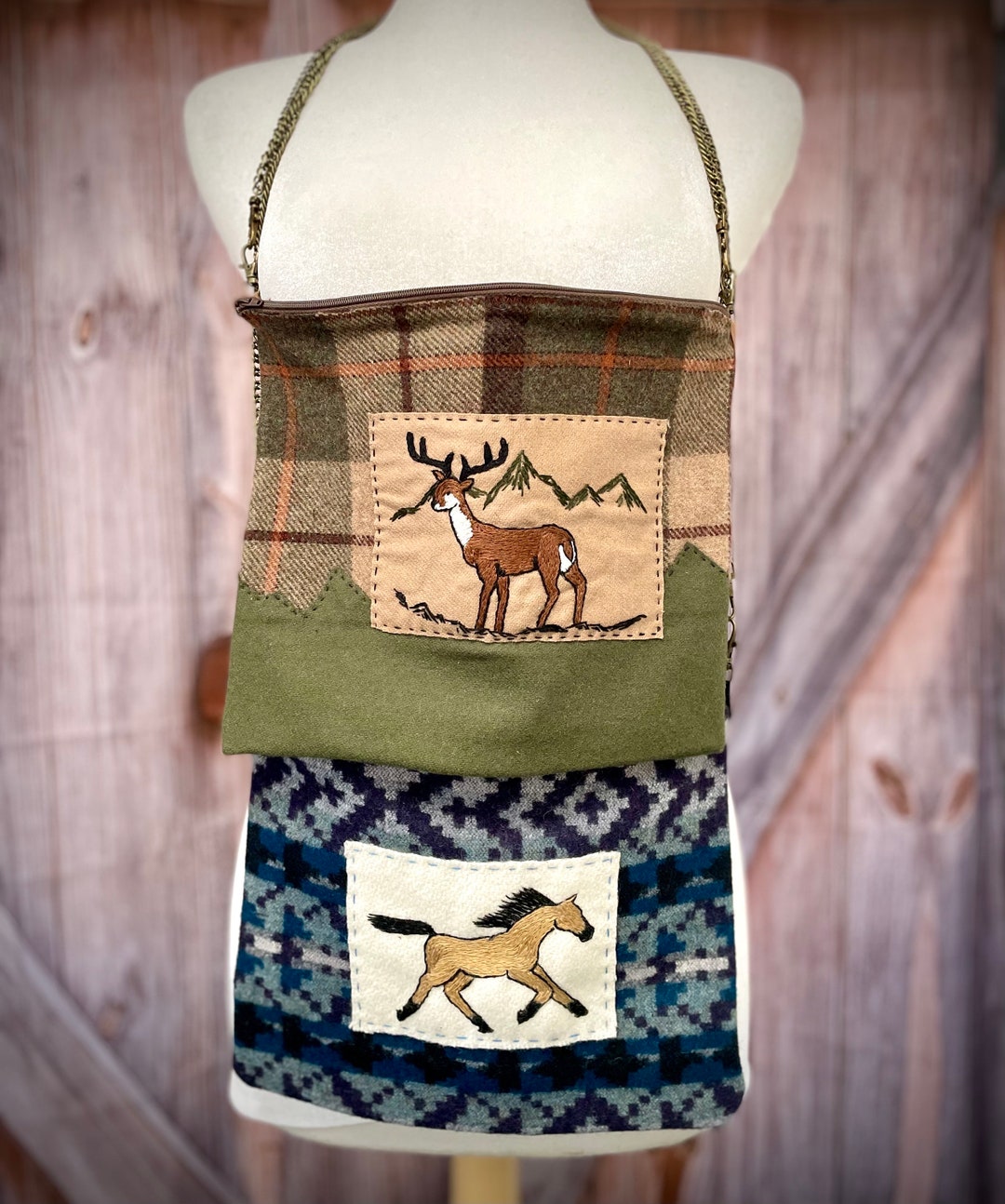 Hand Embroidered OOAK PNW Wool Handbags-customwork-westen Rustic ...
