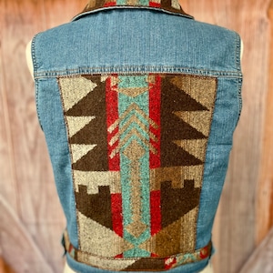 BEST Seller-custom Gray or Brown Arrow Denim Jacket or Vest- Made to ...