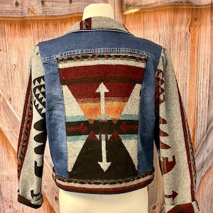 BEST Seller-custom Gray or Brown Arrow Denim Jacket or Vest- Made to ...