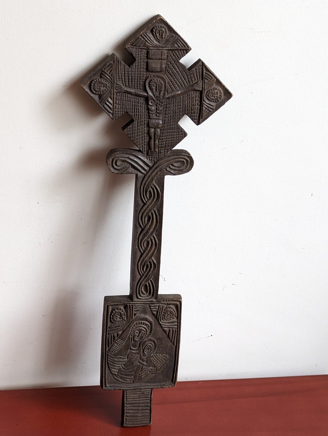 Antique Ethiopian Orthodox Coptic Wood Intricate Design Processional ...