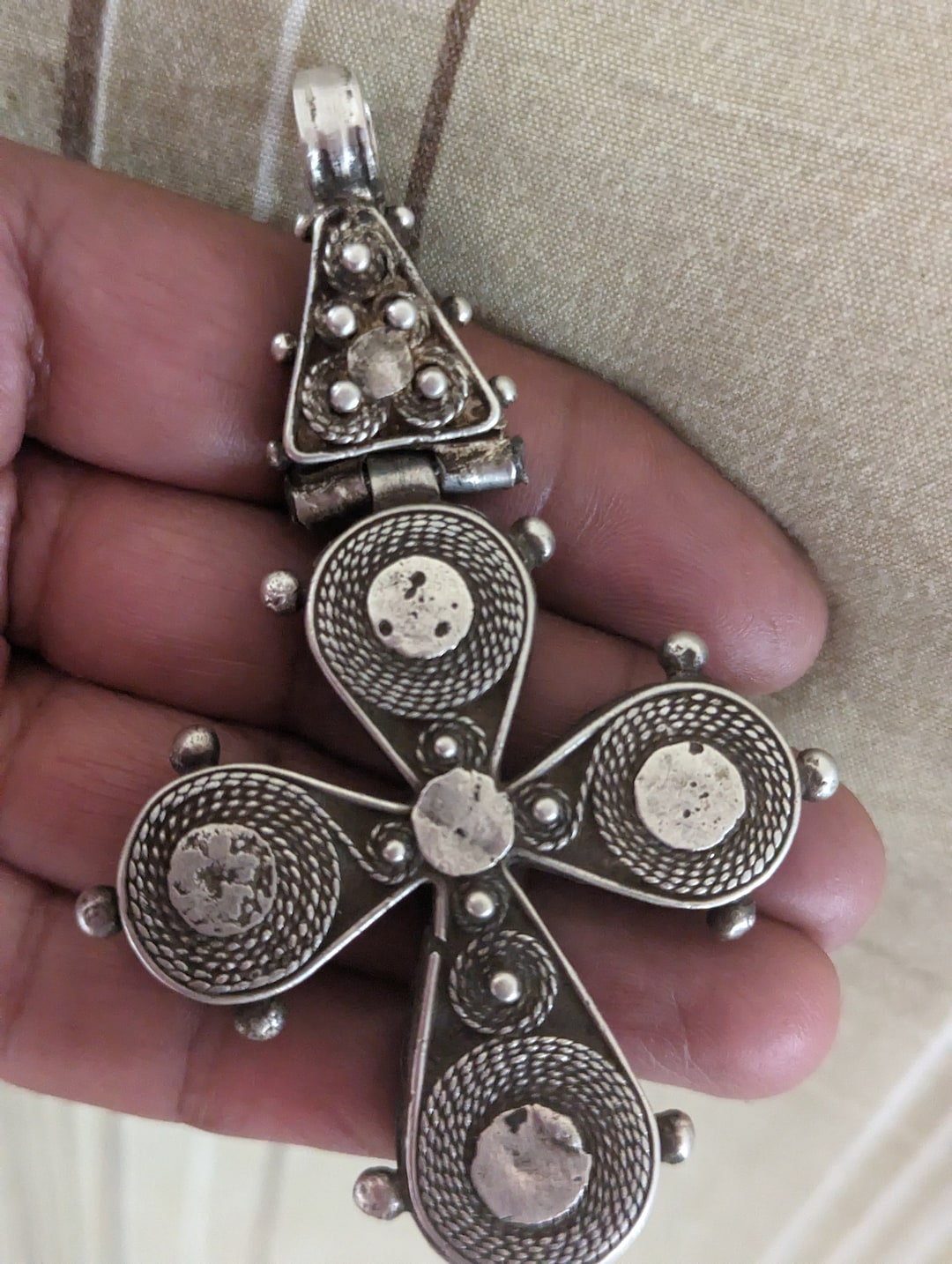 Antique Ethiopia Orthodox Silver Hinged Axum Design Handmade Cross ...