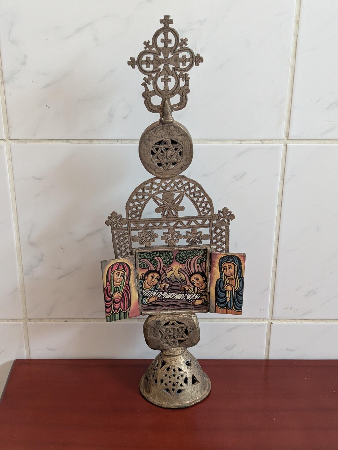 Antique Ethiopian Orthodox Coptic Church Triptych Icon Altar Handmade ...