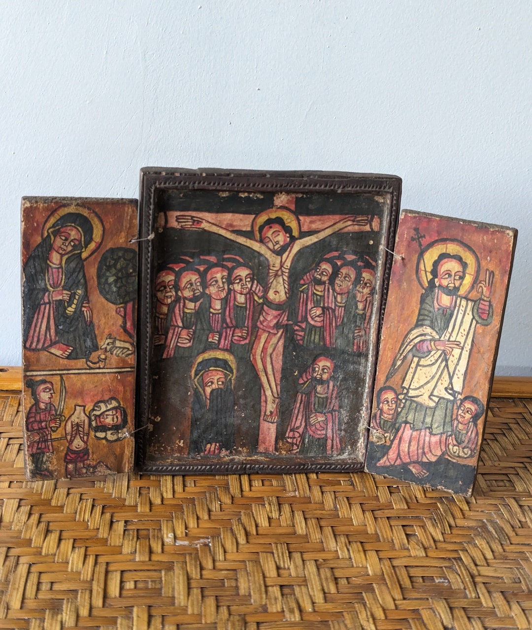 Antique Ethiopian Orthodox Coptic Hand Carved Wood Icon Crucifixion ...