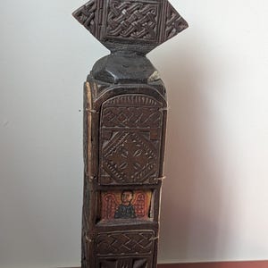 Antique ETHIOPIAN Orthodox Coptic Wood Icon Altar መንበረ ታቦት Aksum Hand ...