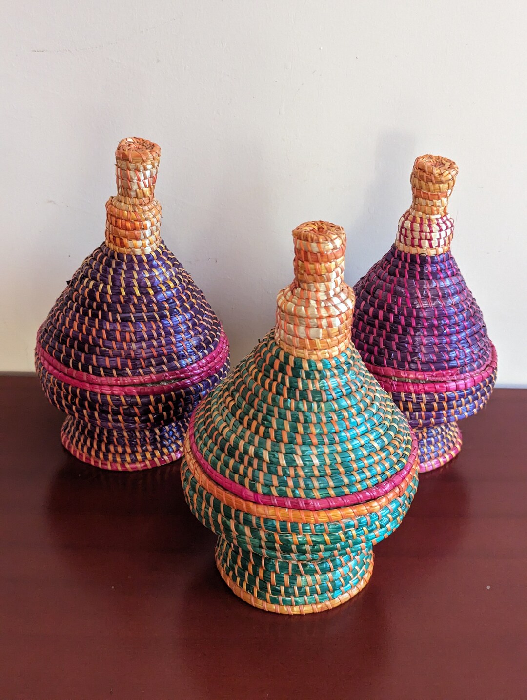 Stunning Colorful Ethiopian Harari Handwoven Grass Baskets - Etsy