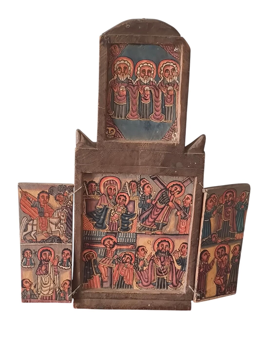 Antique Ethiopian Orthodox Coptic Wood Icon Altar Painted Biblical ...