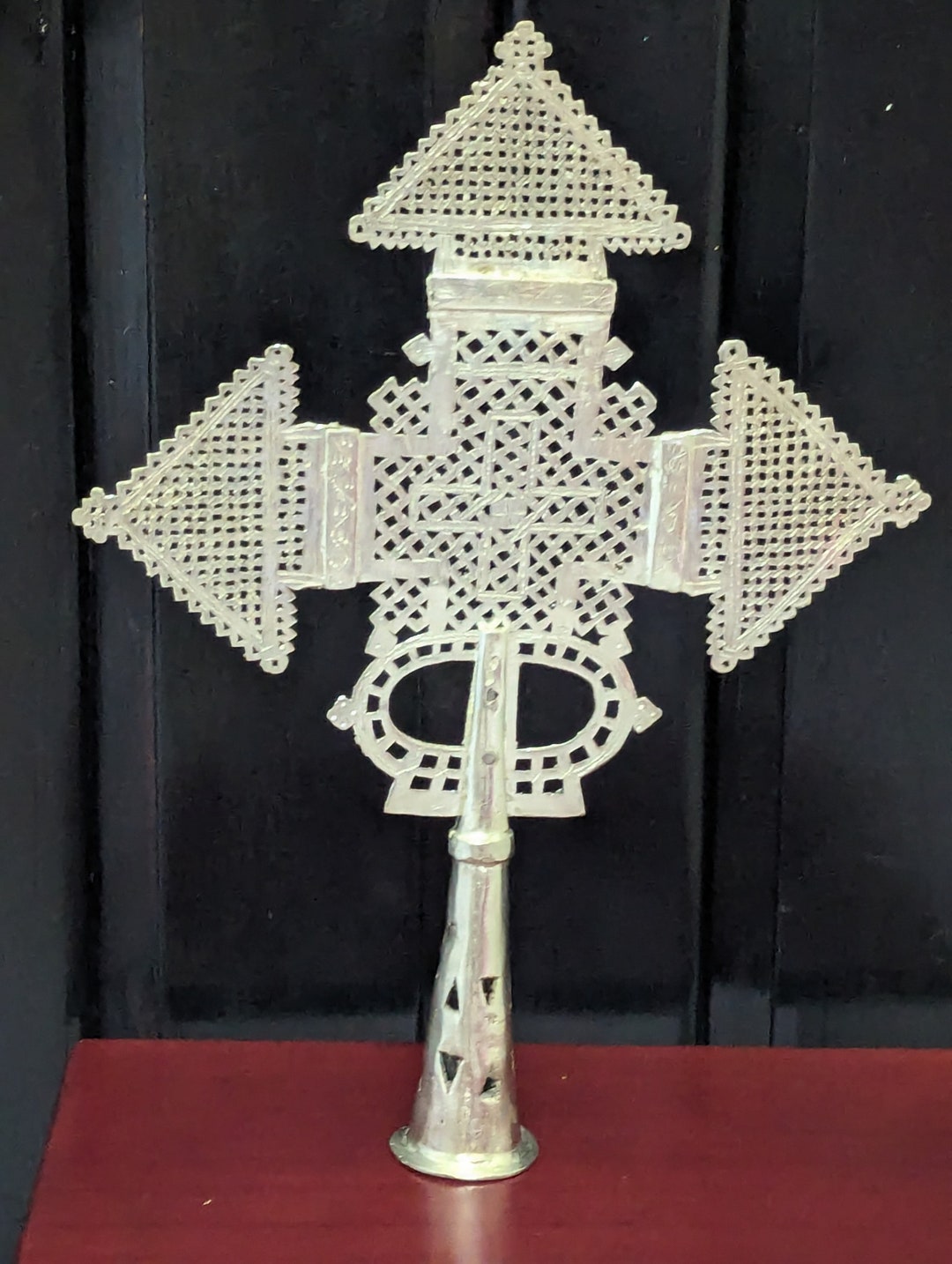 Large Handmade Orthodox Coptic Silver Processional Cross Ethiopia Home ...