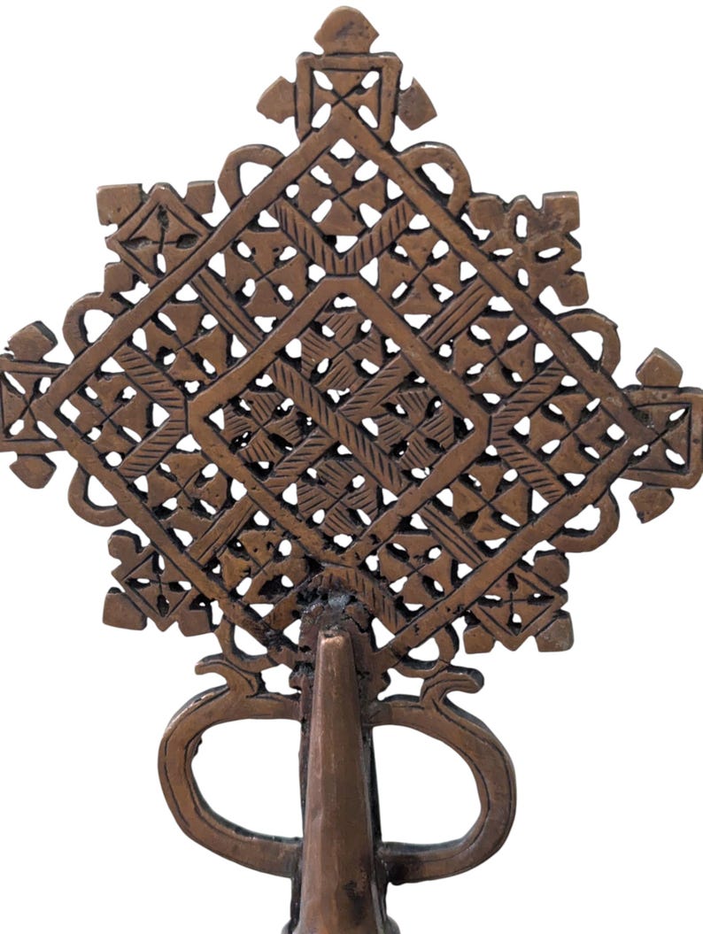 Antique Ethiopian Orthodox Copper Christian Handheld Blessing Cross ...