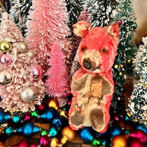 RARE Charming Antique Vintage Christmas Rose Mohair With Leather Paws ...