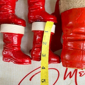 Vintage Paper Mache & Plastic Rosbro Kitschy Xmas Santa Red Boots Candy ...