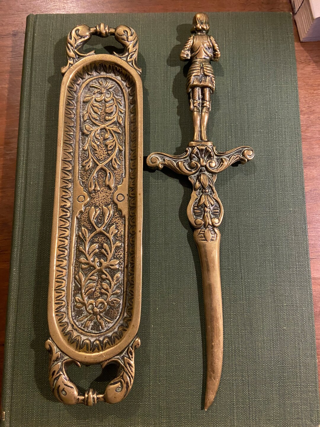 Antique Gorgeous Brass Over Bronze Ornate Letter Opener With Tray - Etsy