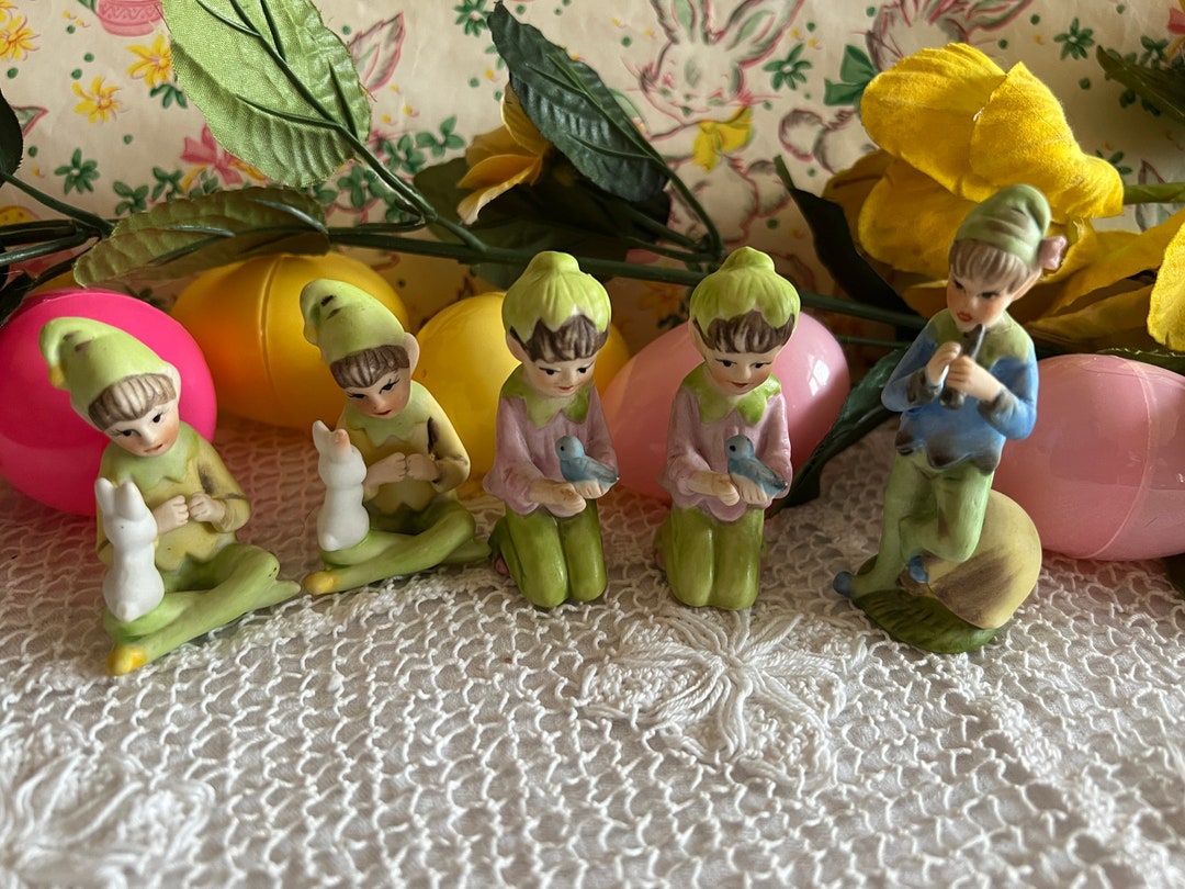 Vintage Josef Originals 700 Garden Fairy Elf Pixie Green Ceramic ...
