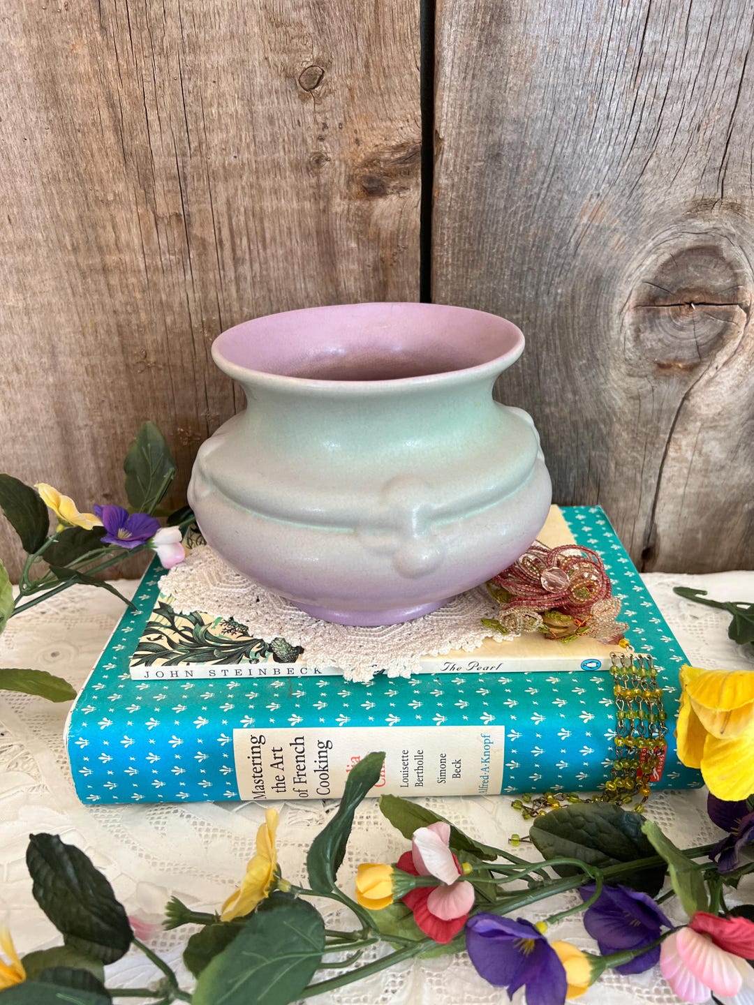 Vintage Rumrill USA Ohio Red Wing Pottery Round Stippled Planter ...