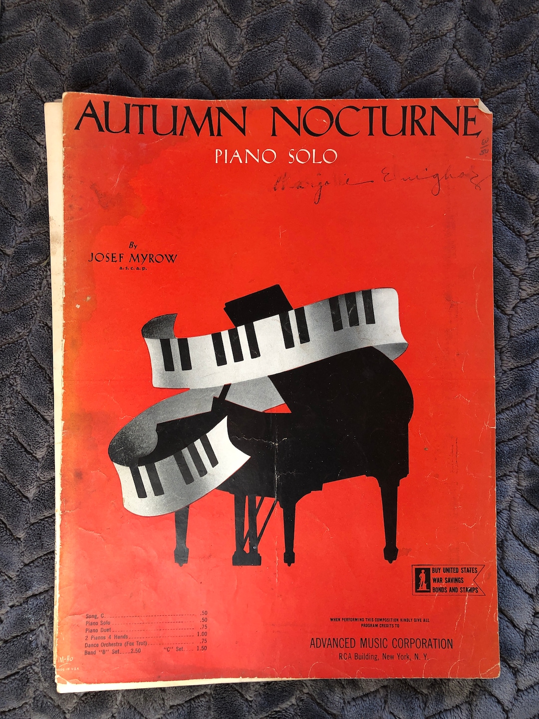 Autumn Nocturne by Josef Myrow Vintage Sheet Music Piano 1942 Stamped ...