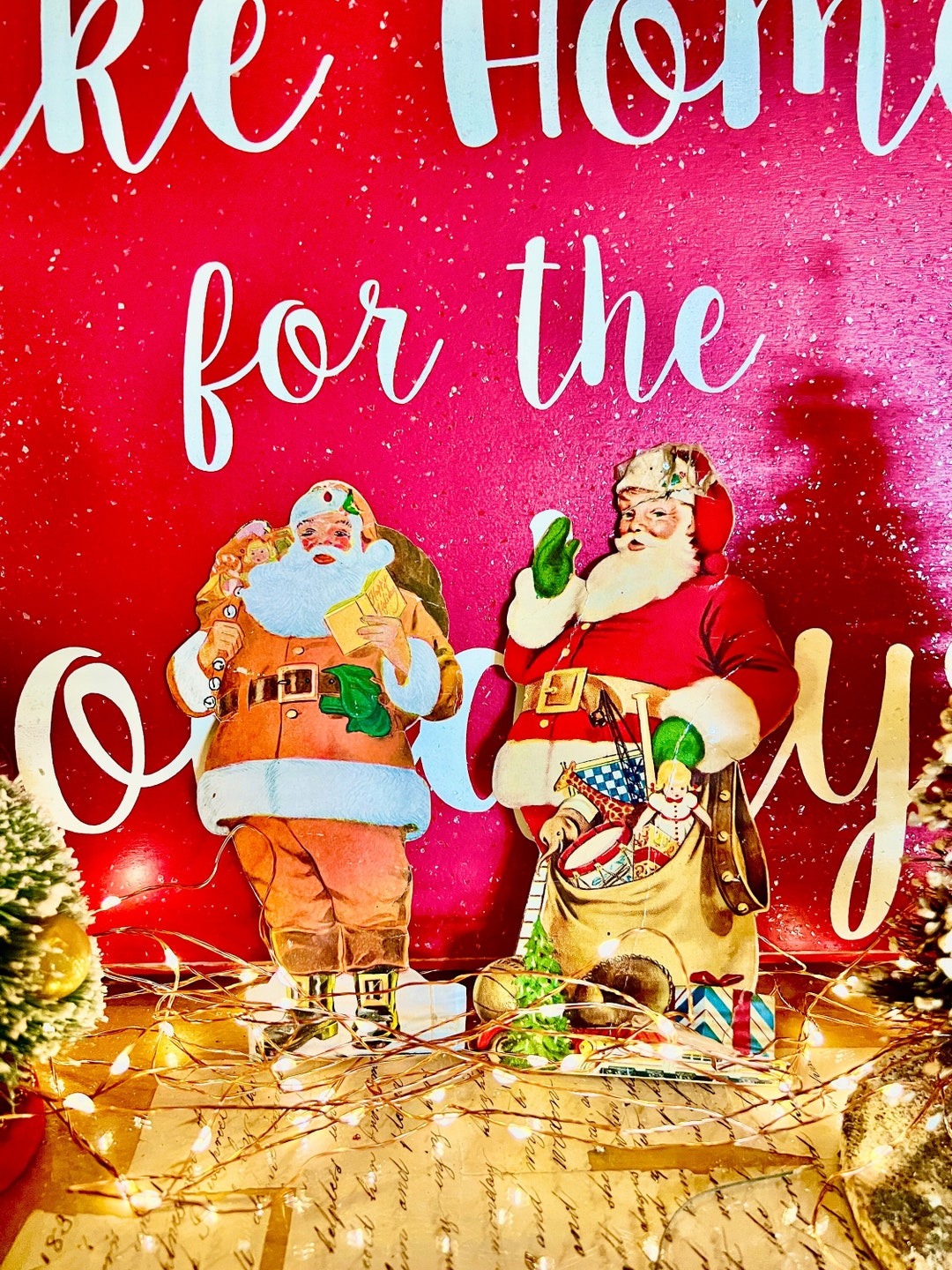 Vintage Nostalgic Old World Santa Die Cut Advertising Christmas ...