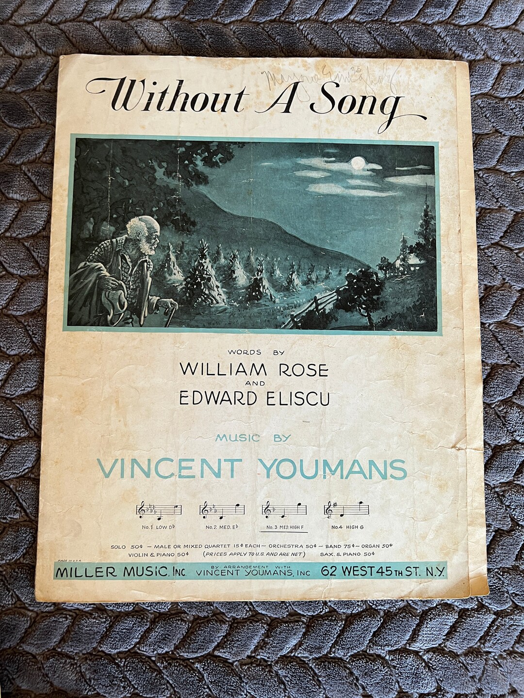 1920 Vintage Sheet Music Vincent Youmans "without A Song" William Rose ...