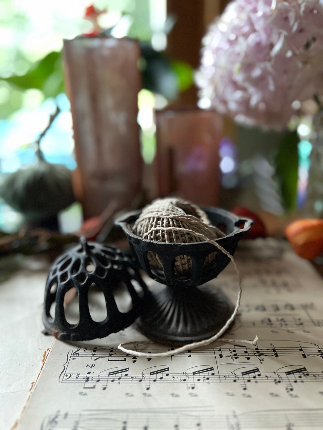 Antique Black Cast Iron Old Timey General Store String Twine Holder ...