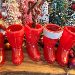 Vintage Paper Mache & Plastic Rosbro Kitschy Xmas Santa Red Boots Candy ...