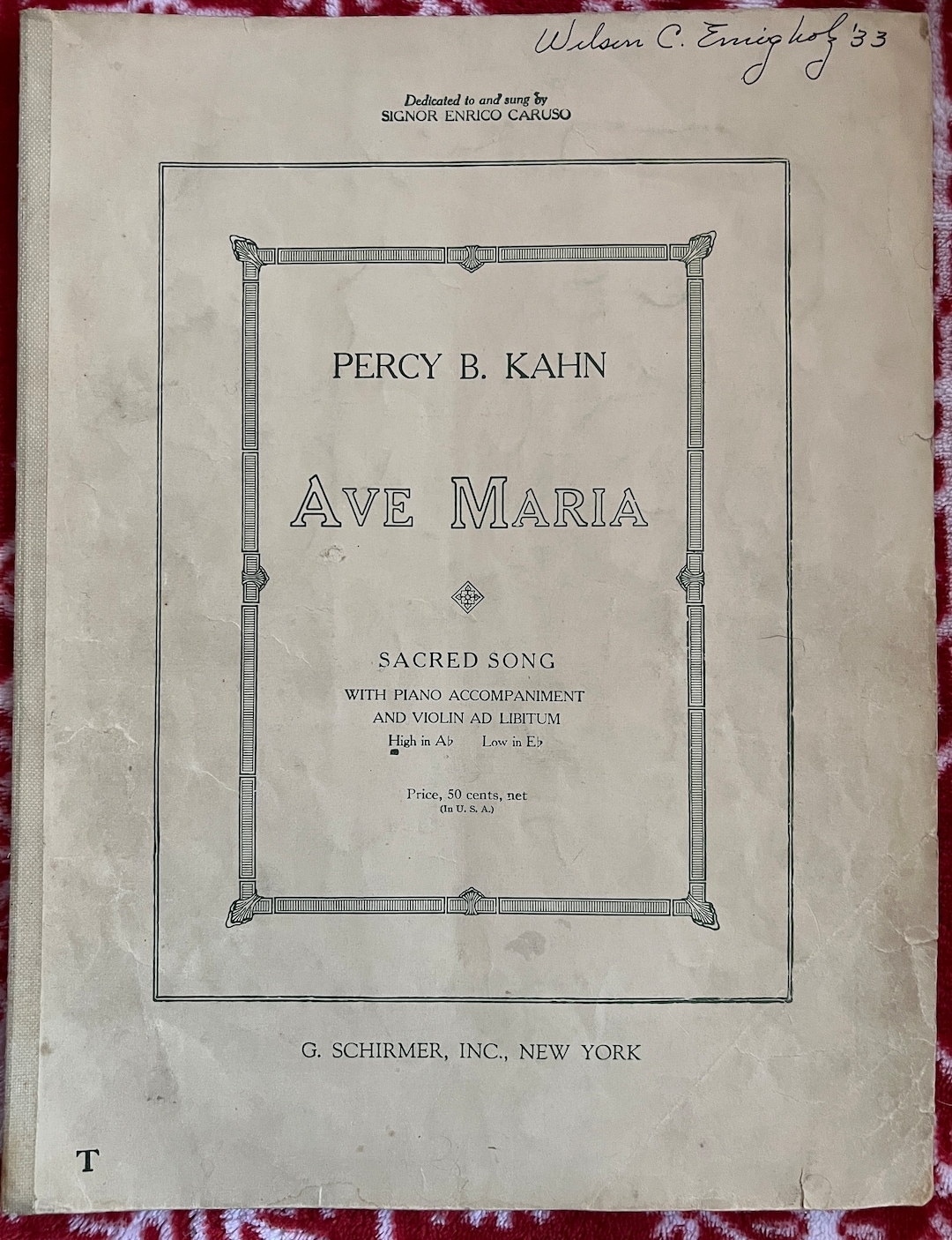 Rare Find 1913 Vintage Ava Marie Percy B. Kahn Sacred Song W/piano ...