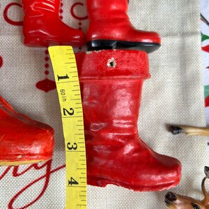 Vintage Paper Mache & Plastic Rosbro Kitschy Xmas Santa Red Boots Candy ...