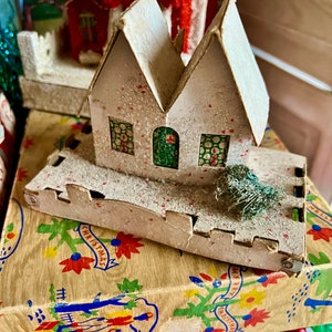 Rare Pretty Brightly Colored Mica Cardboard Vintage Christmas Putz ...