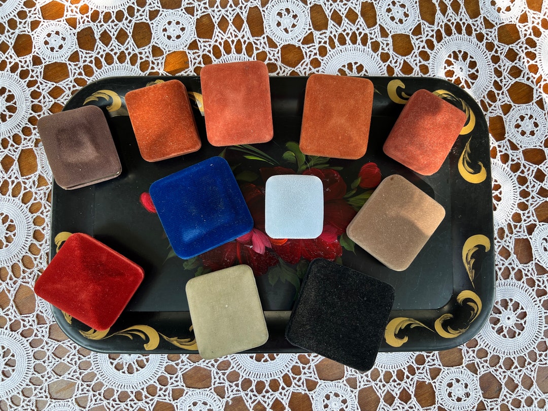 Vintage Velvet Jewelry Boxes for Rings, Earrings, Pin, Brooch, Bracelet ...