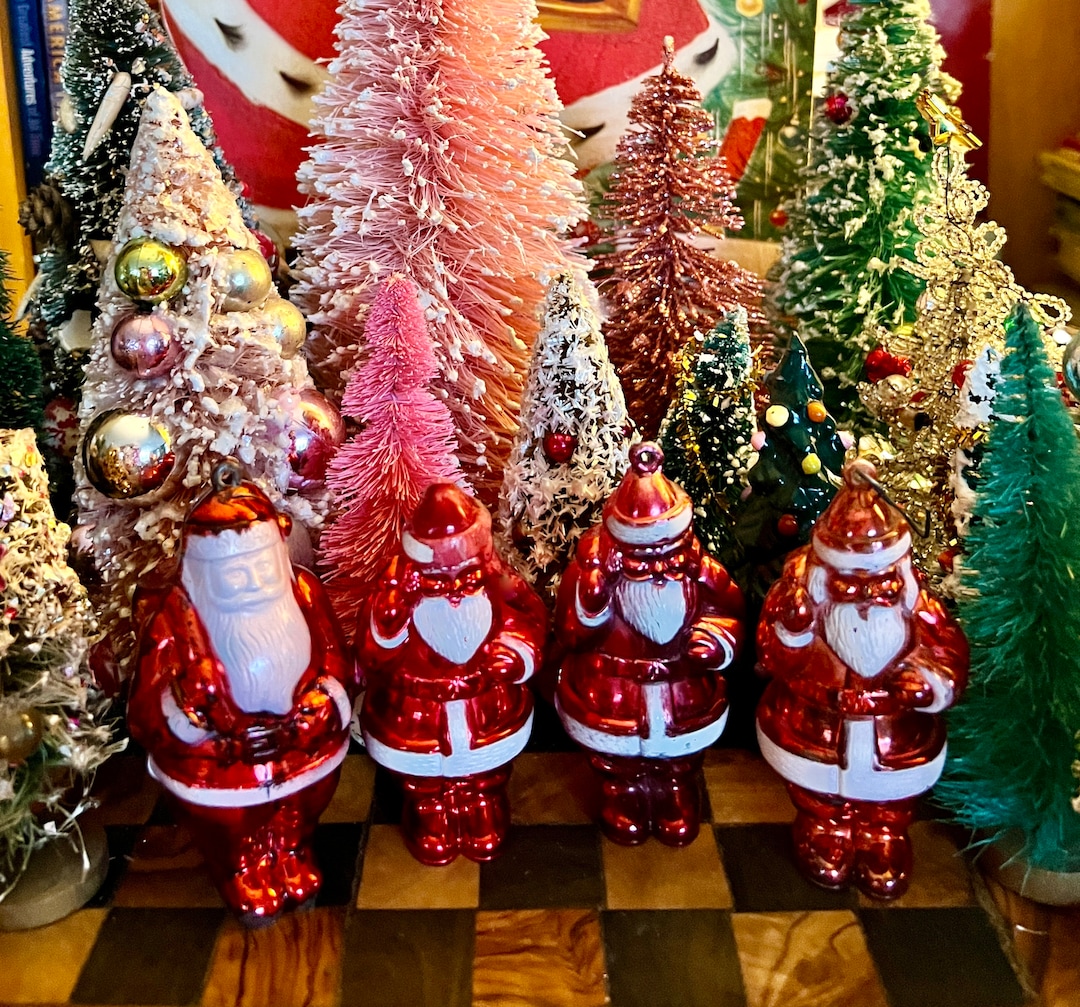 Vintage Hard Plastic Shiny Santa Ornament Candy Container Rosbro Rosen ...