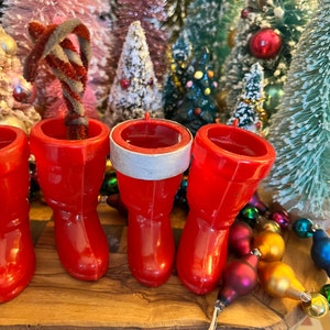 Vintage Paper Mache & Plastic Rosbro Kitschy Xmas Santa Red Boots Candy ...
