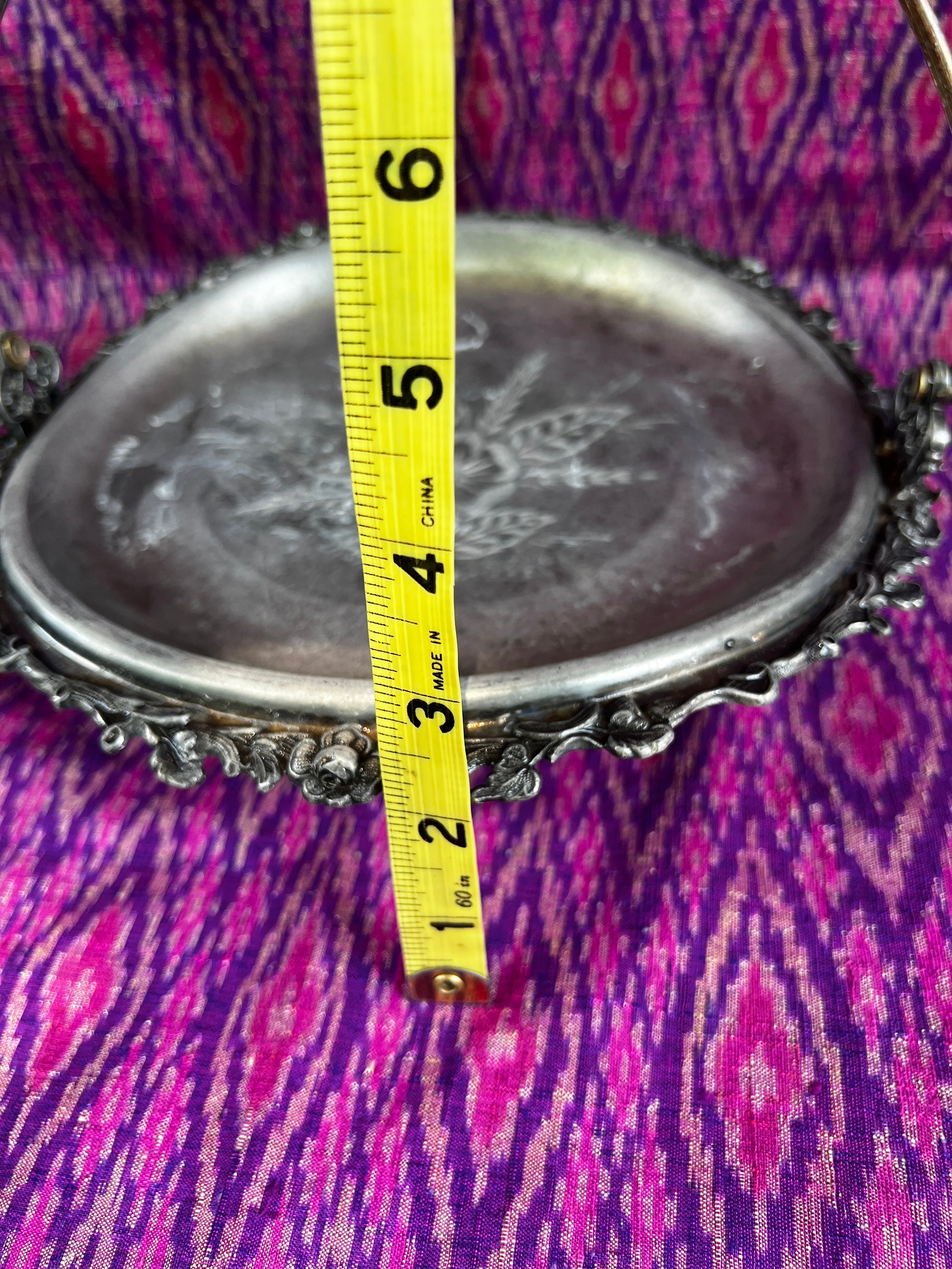 Old Embossed Floral Etching Forbes Quadruple Silver Plate #206 4 Leg ...