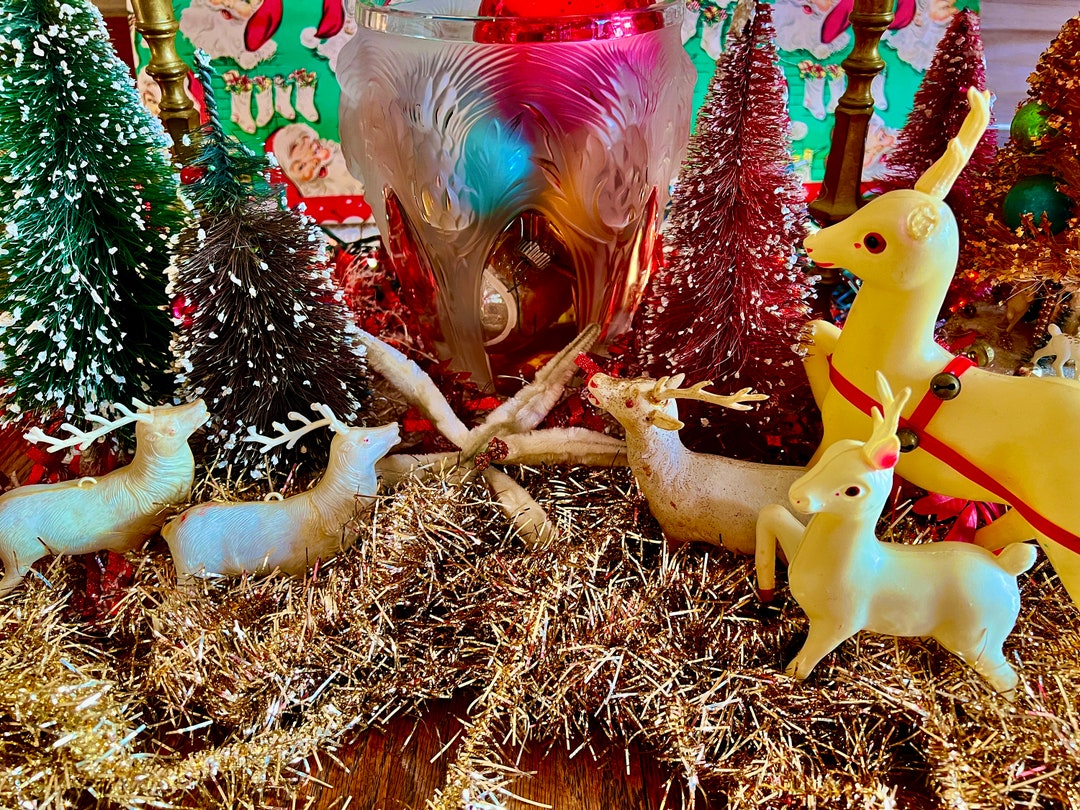 Vintage Putz Plastic Reindeer Island of Misfits W/missing Antler; Pink ...