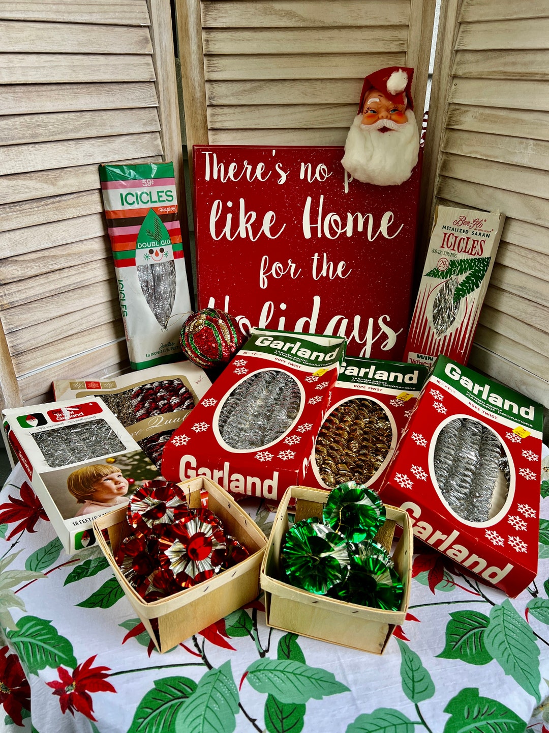 Vintage Retro Nostalgic Christmas Tree Garland Tinsel Reflective Shiny ...