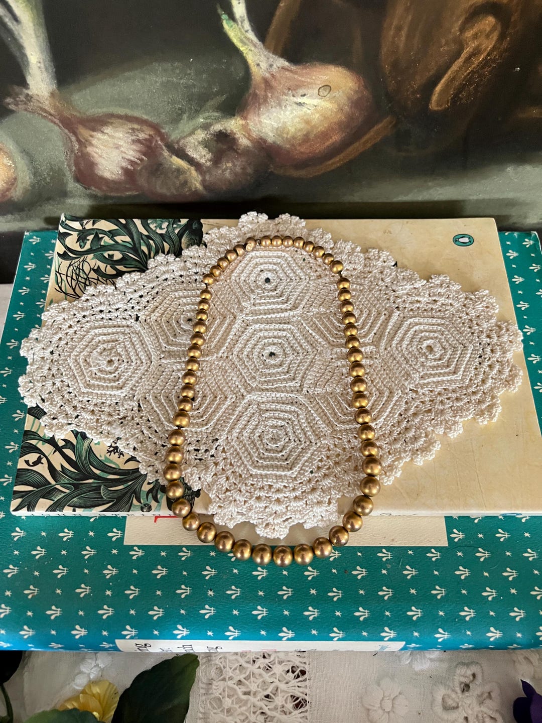 Rare Early 1900s Vintage 14K Yellow Gold Ball 13" Long Choker Necklace ...