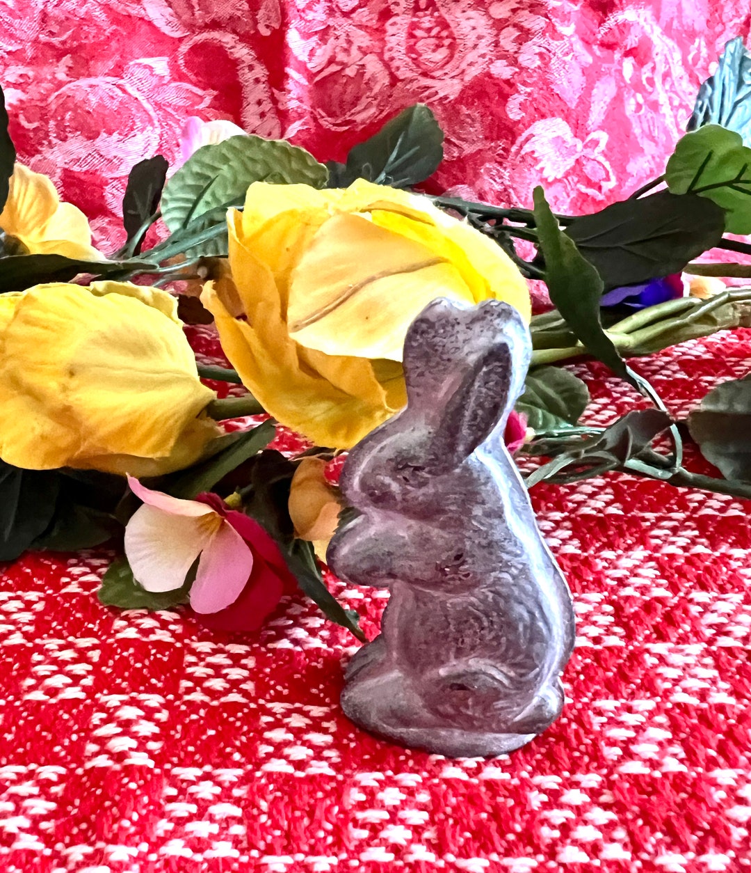 Sweet Miniature 3" Tall Vintage Cast Metal Easter Bunny Figurine Easter ...