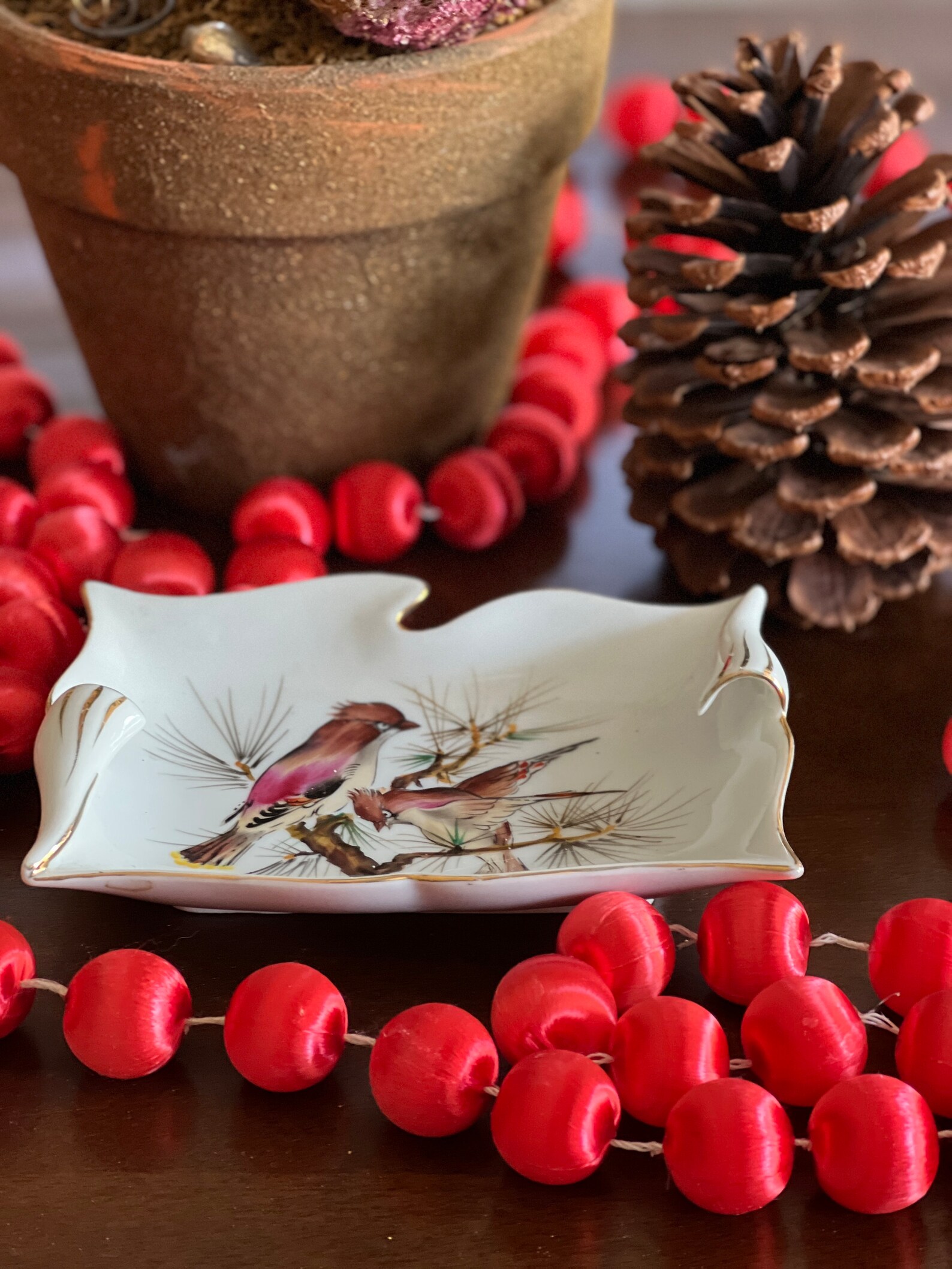 Lovely Vintage Cedar Waxwing Cardinals Grosbeaks Birds Hand Painted ...