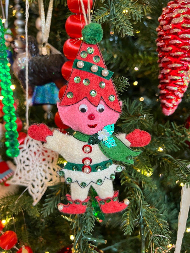 Adorable Kitschy Pixie Sprite Elves Retro Vintage Handmade Felt and ...