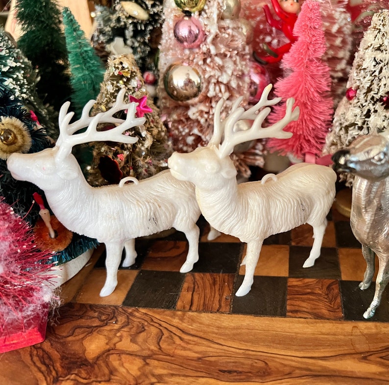Kitschy Vintage Celluloid Reindeer 1940s-50s Light Weight Plastic White ...