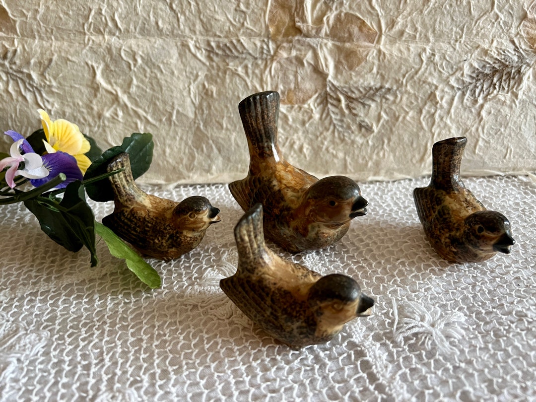 Darling Vintage Pottery Ceramic Finch, Sparrow, Robbin, Brown Song ...