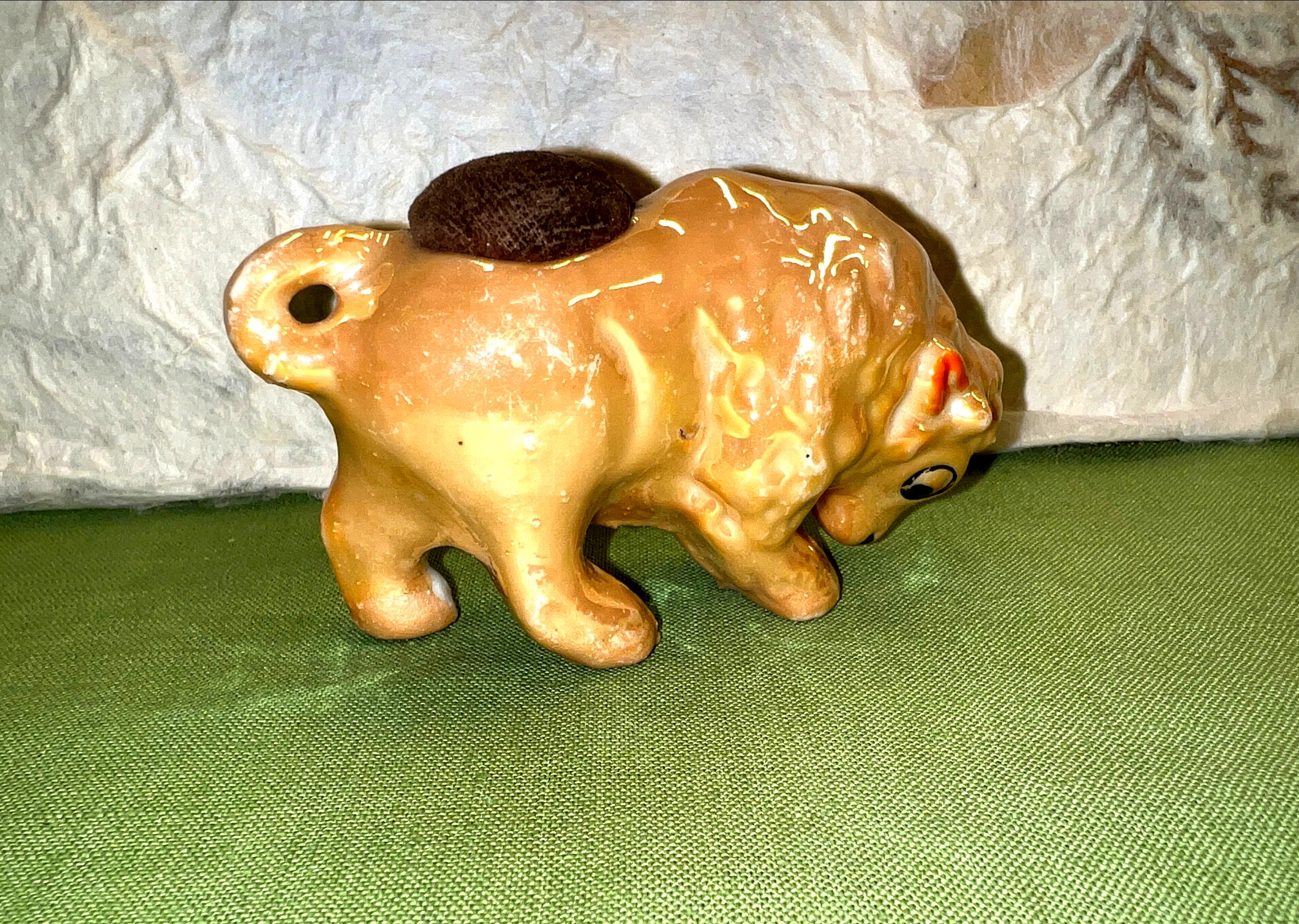Vintage Lusterware Buffalo Animal Pin Cushion Figurine - Etsy