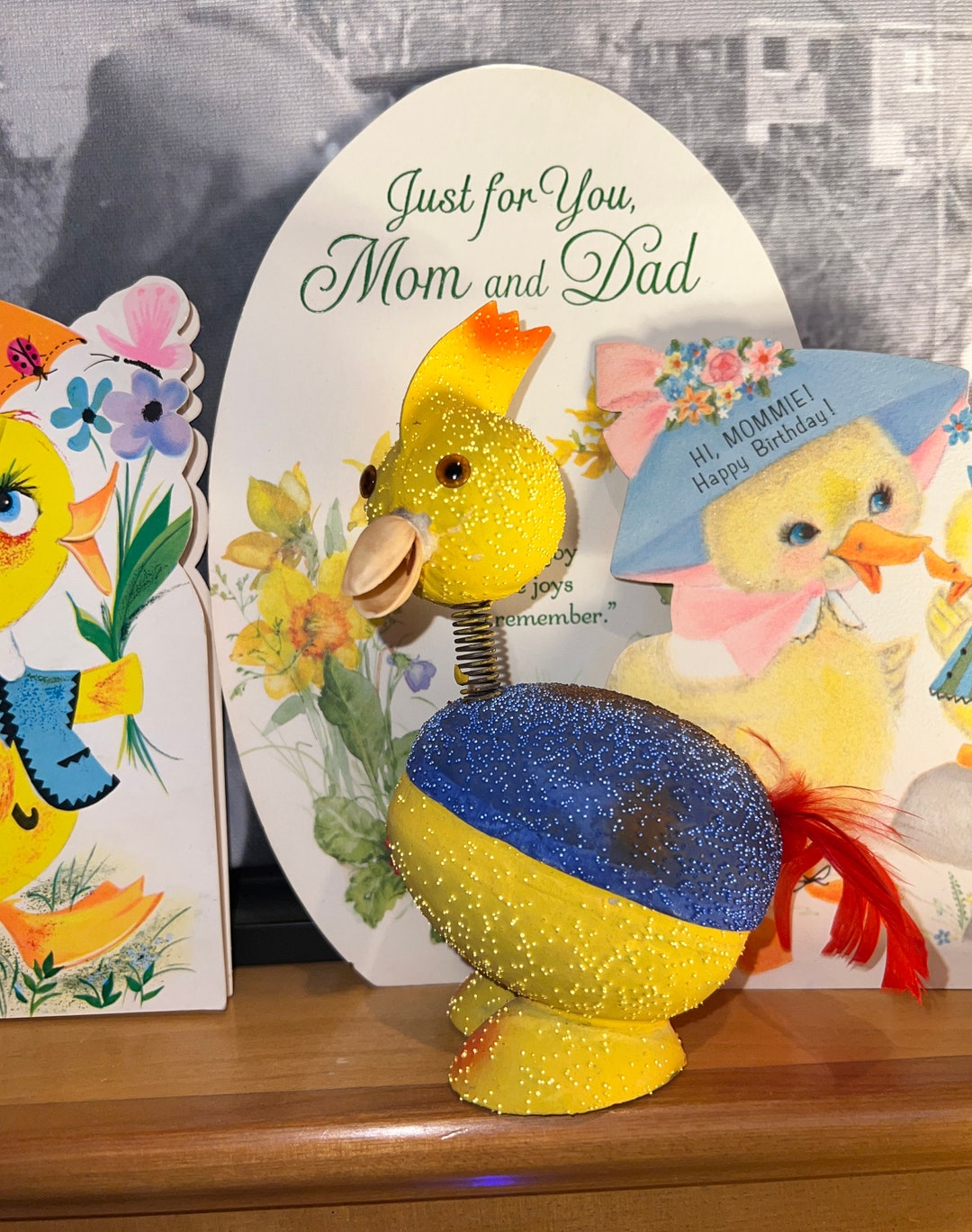 Vintage Paper Mache German Chick Yellow Blue Candy Container Nodder - Etsy