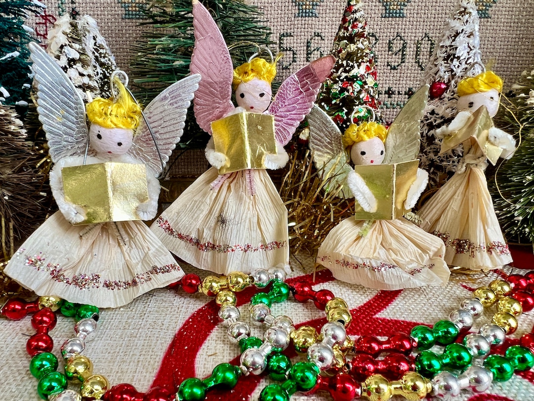 Sweet Vintage West Germany Musical Angels Made of Spun Cotton and Foil ...