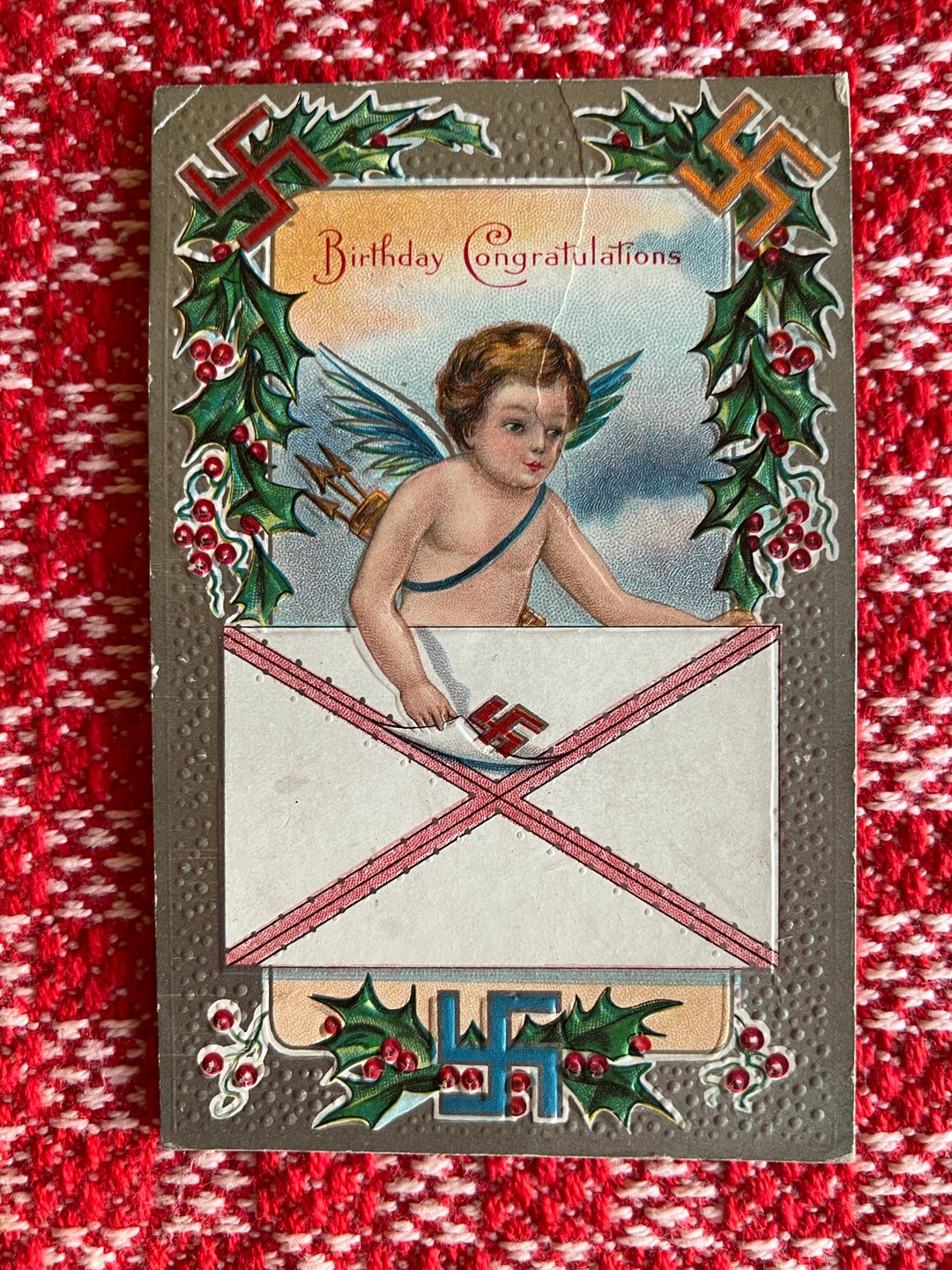 Rare Birthday Congratulations Antique Divided Back Pretty Embossed ...