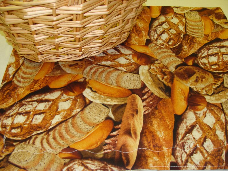 Table Topper Bread Cloth Basket Liner Artisan Bread Print Reversible - Etsy