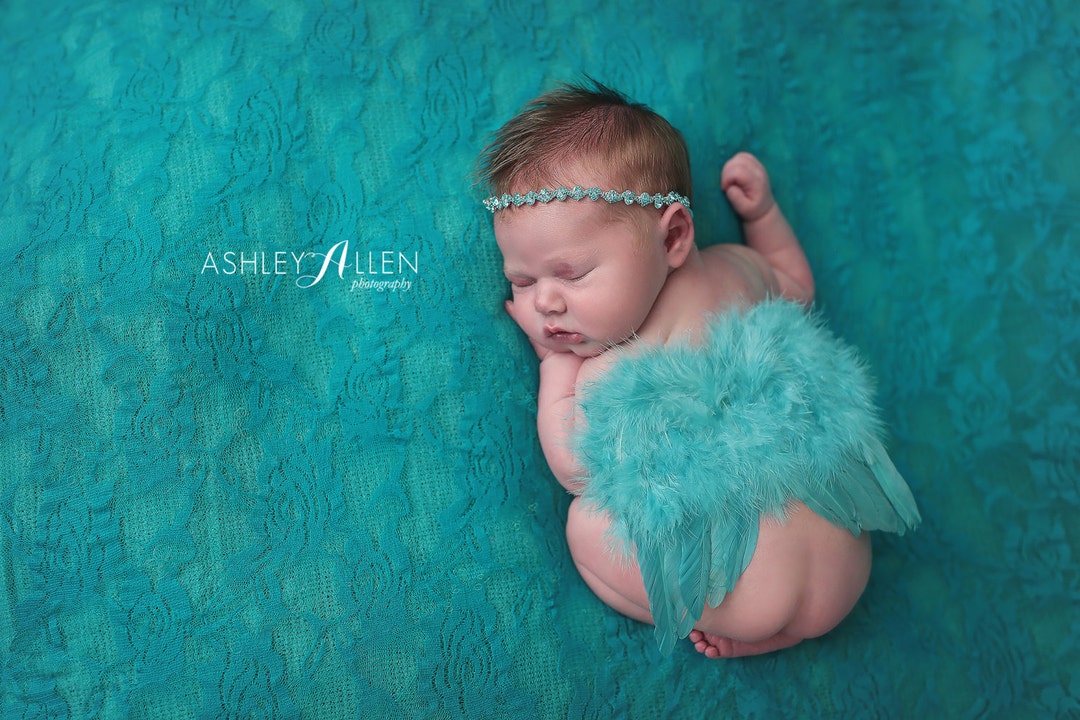 Aqua Baby Wing Set / Baby Angel Wing Set / Rhinestone Headband / Angel ...