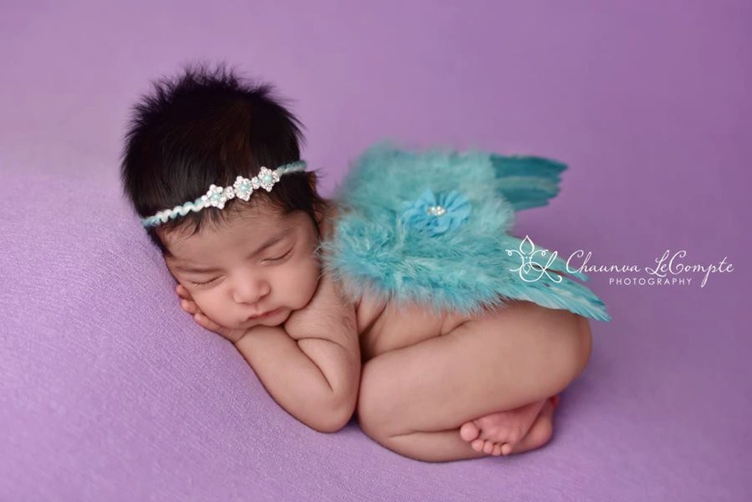 Aqua Baby Wing Set / Baby Angel Wing Set / Rhinestone Headband / Angel ...