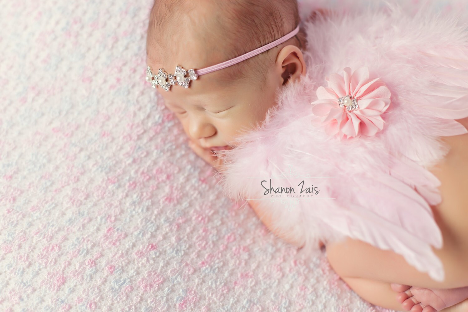 Pink Baby Wing Set / Baby Angel Wing Set / Rhinestone Headband / Angel ...