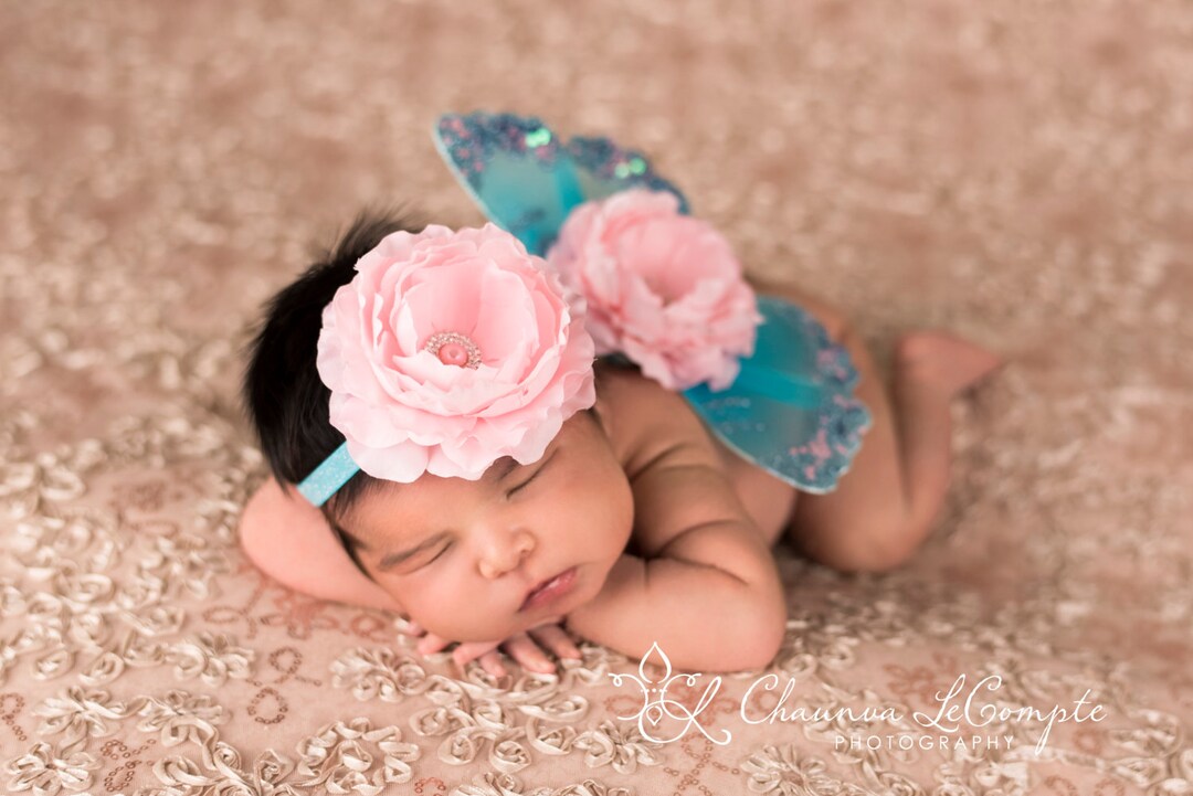 Turquoise and Pink Butterfly Wing Set, Newborn Wings, Newborn Wing Prop ...