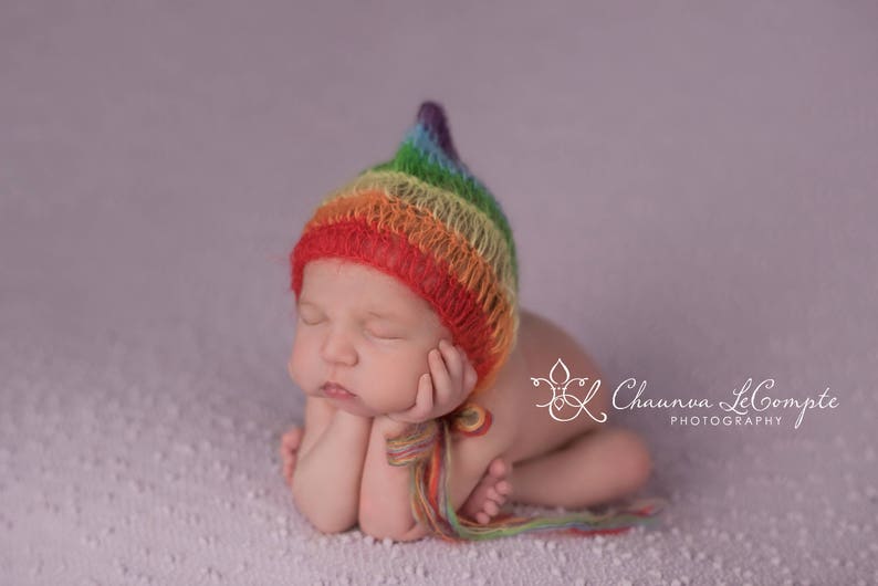 Rainbow Bonnet / Rainbow Baby Prop / Rainbow Baby Newborn Prop | Etsy