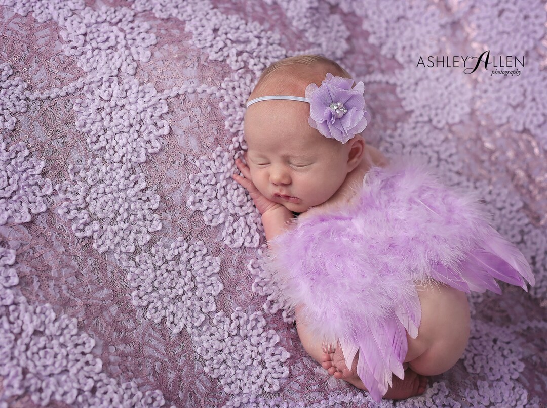 Lavender Baby Wing Set / Baby Angel Wing Set / Flower Headband / Angel ...