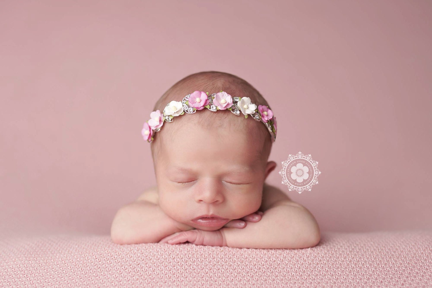 Pink Ombre Floral Rhinestone Halo, Newborn Rhinestone Headband, Newborn ...